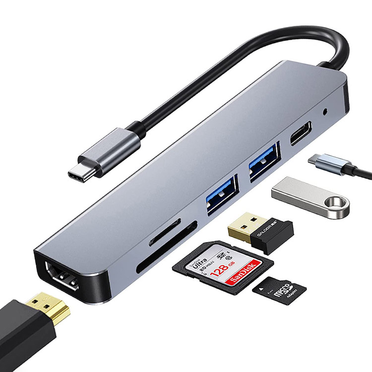 USB C Hub 6 in 1 - Classic USB 3.0 *1 & USB 2.0 *1 & SD *1 & TF *1 ...